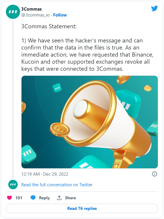 Crypto platform 3Commas admits hackers stole API keys